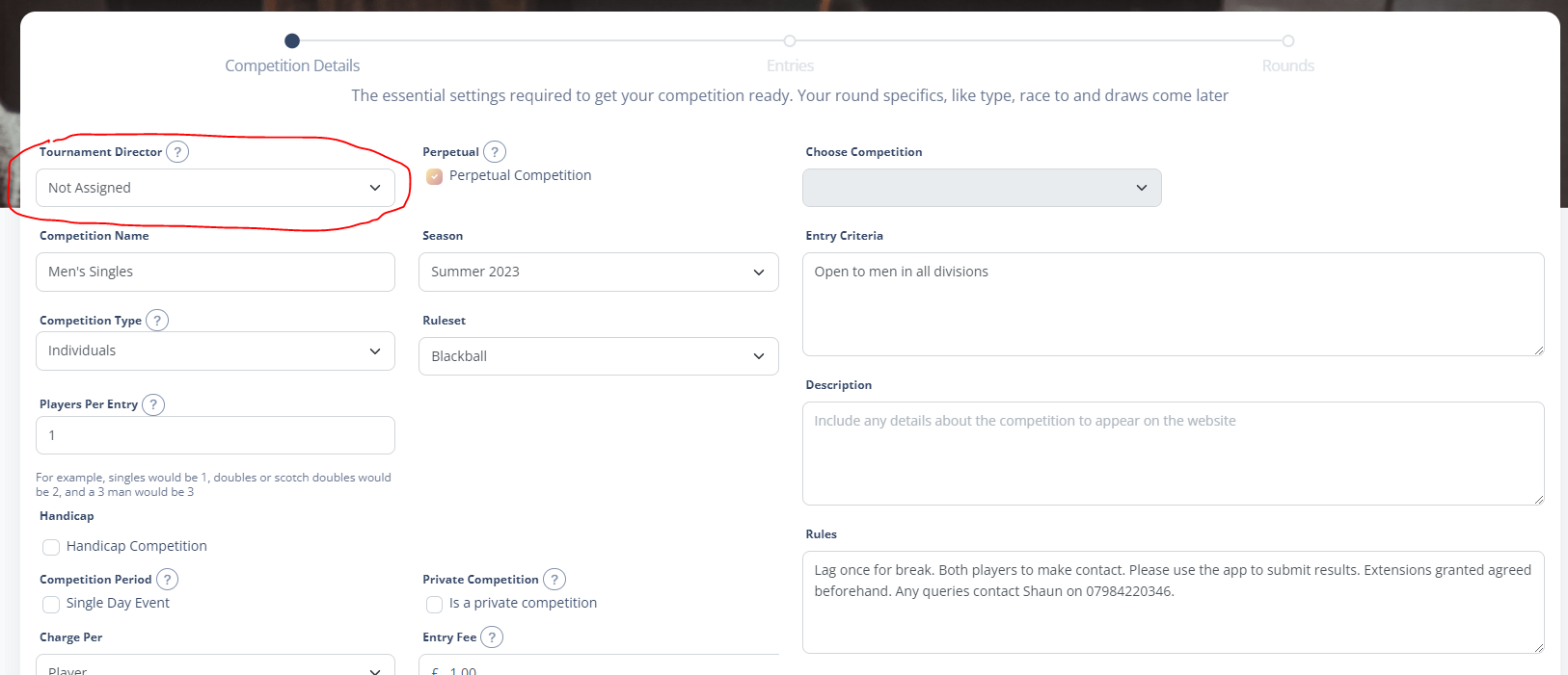 Tournament Director – RackEmApp Documentation